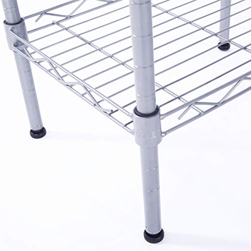 4-Wire Shelving Silver Gray Metal Storage Rack Height Adjustable Shelves, Heavy Duty Commercial Grade Steel Utility Layer Shelf Rack Organizer for Restaurant, Pantry, Kitchen Garage, 13.8"x9.8"x31.5"