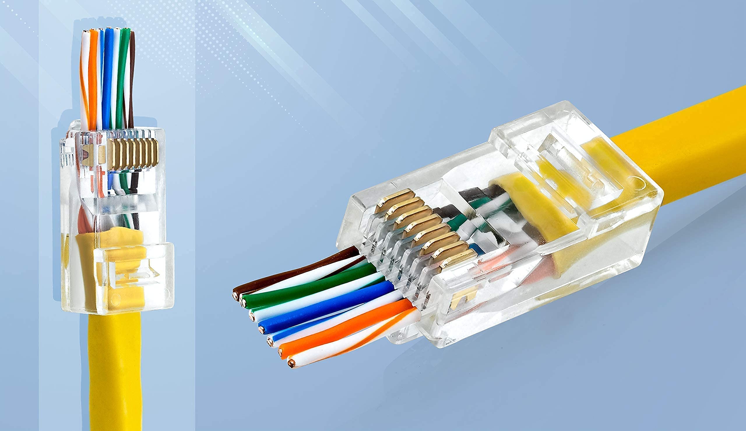 Bundle – 2 items: RJ45 Crimp Tool + 200 Pack of Cat5e Pass Through Connectors.
