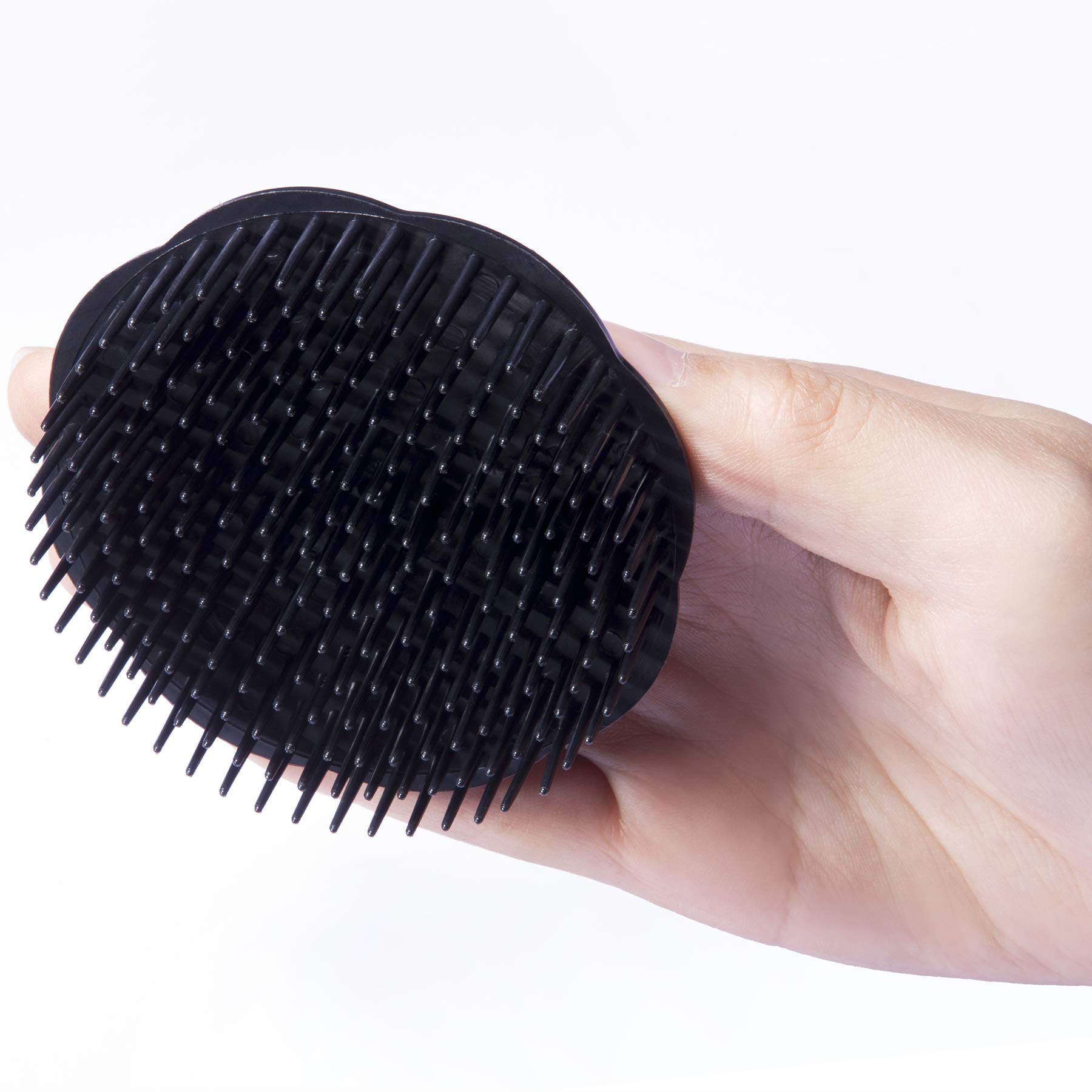 Aroveea Hair Scalp Brush Dandruff Cleaning Brush Shower Scalp Shampoo Brush Scalp Massager Pack of 4 (Black and red)