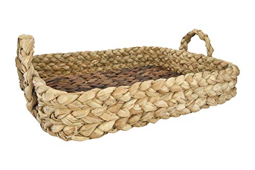 Bloomingville Decorative 22" L Handwoven Seagrass Tray with Handles Basket, Brown
