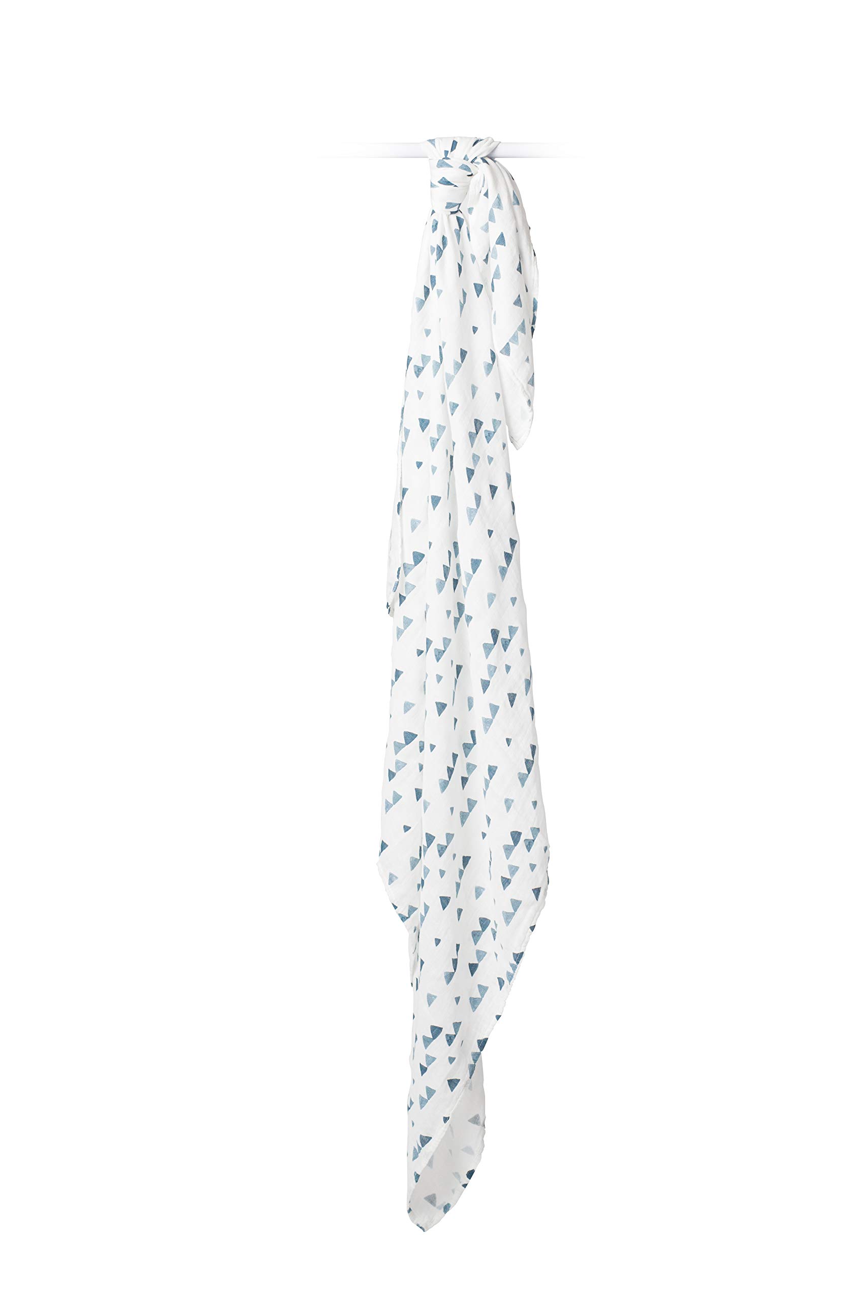 lulujo Baby Muslin Silky Soft Swaddling Blanket, Navy Triangles, 47 x 47-Inches