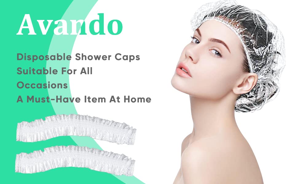 Avando Disposable Shower Caps 200pcs Hair Processing Clear Plastic Caps For Spa Home Use Hotel and Hair Salon Plastic Clear Elastic Bath Cap