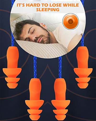 12 Pairs Corded Silicone Ear Plugs - Individually Wrapped - Reusable Noise Cancelling Earplugs for Hearing Protection - Shooting Range Noise Reduction, Construction Work, Hunting Ear Protection