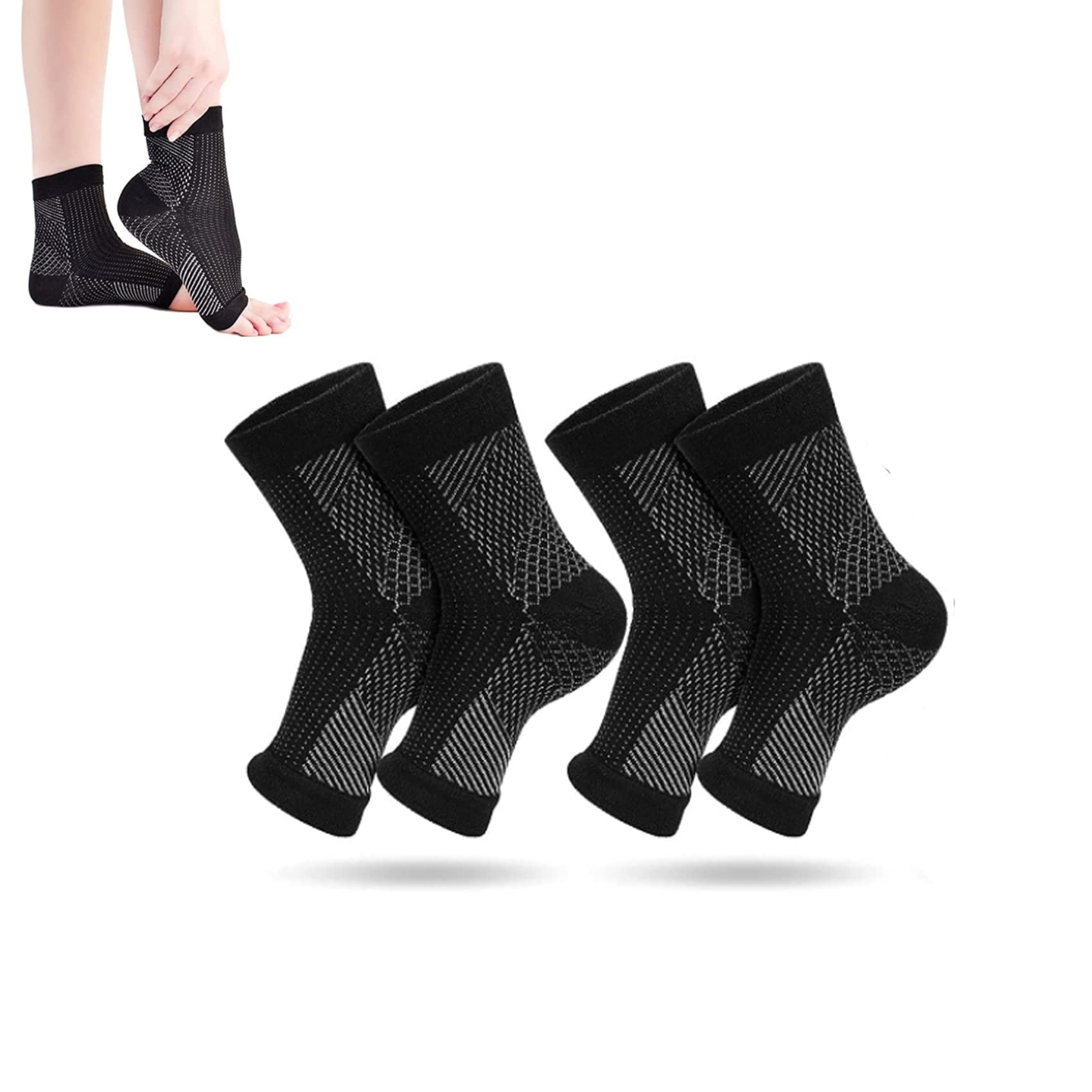 2 Pairs Heelium Pain Relief Socks, Heelsium's Neuropathy Socks, Soothe Socks for Neuropathy Compression Ankle Compression Socks, Plantar Fasciitis Socks for Women Men (Black,L/XL)