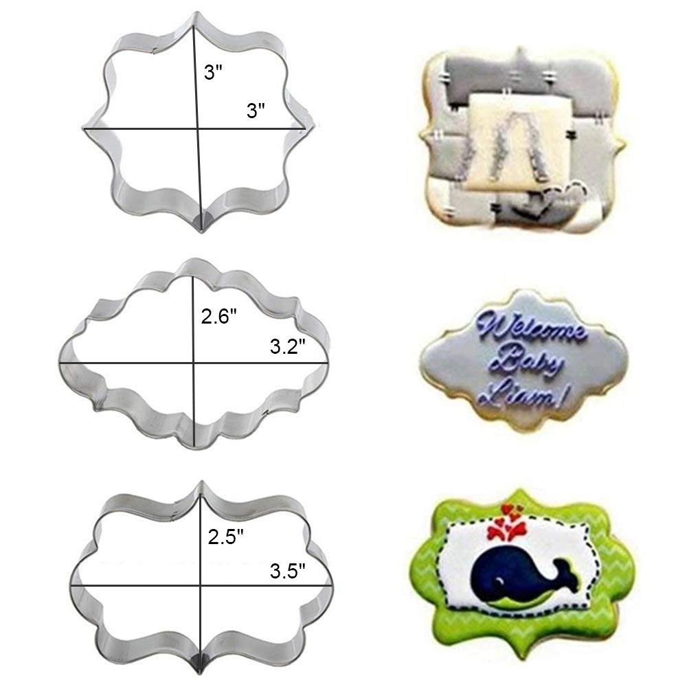 12Pcs/Set 3 Inch Number & Plaque Frame Cookie Cutters Set Large Numbers Stainless Steel Fondant Biscuit Cutter Tools for Kitchen Baking