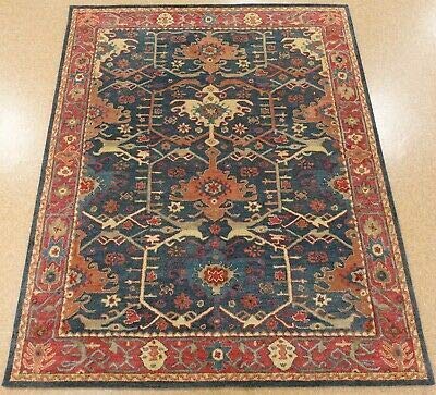 Wool Rug CHIA Channin Indigo Rug Hand Tufted Persian Traditional Wool Rug New Floral Oriental Vintage Area Rug (8x10)