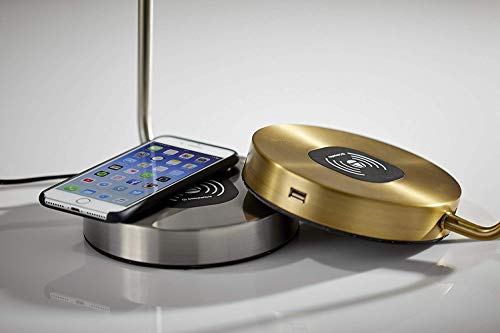 Adesso 5131-21 Emerson Desk Lamp Wireless Charging, 7W LED, 5W QI, USB Port, Indoor Lighting Lamps