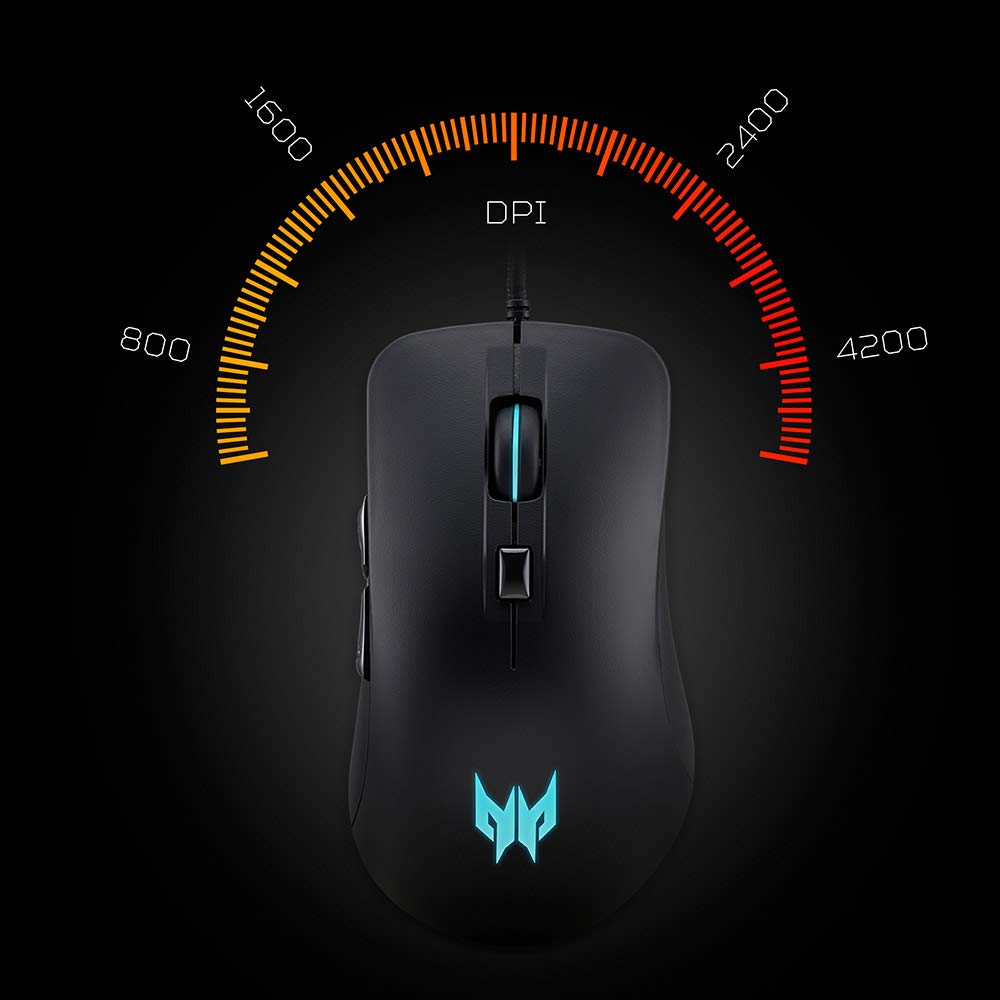 Acer Predator Cestus 310 Gaming Mouse: 4200 On-The-Fly DPI - Breathing Backlit - 6 Button Design - Pixart 3519 Sensor - Black (PMW910)