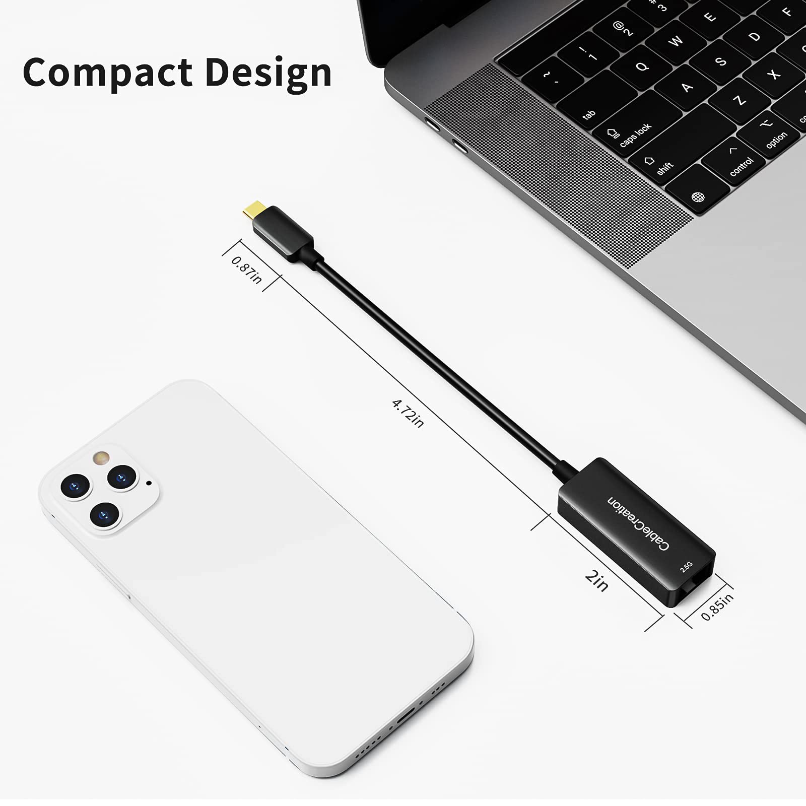 CableCreation USB C to 2.5G Ethernet Adapter, USB C 3.1 to RJ45 2.5 Gigabit LAN Thunderbolt 3, Compatible with MacBook Pro MacBook Air iPad Pro Surface Pro 7 Dell XP15 13 Chromebook Windows Mac OS