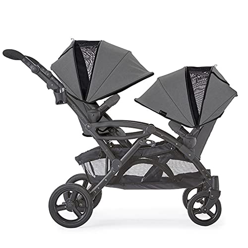 Contours Options Elite V2 Convertible Lightweight Tandem Double Baby Stroller & Toddler Stroller, Reversible Easy-Lift Seats, Spacious Seating, Height Adjustable Handle, Standing Fold - Charcoal Gray