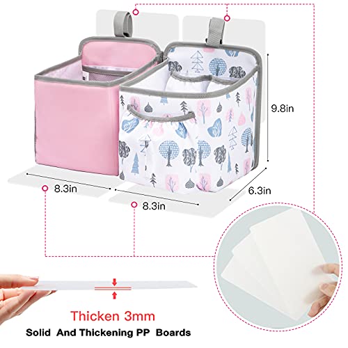 Hanging Diaper Caddy Organizer,Baby Diaper Organizer Bag Storage for Baby Essentials- Baby Diaper Stacker for Crib,D02 PINK