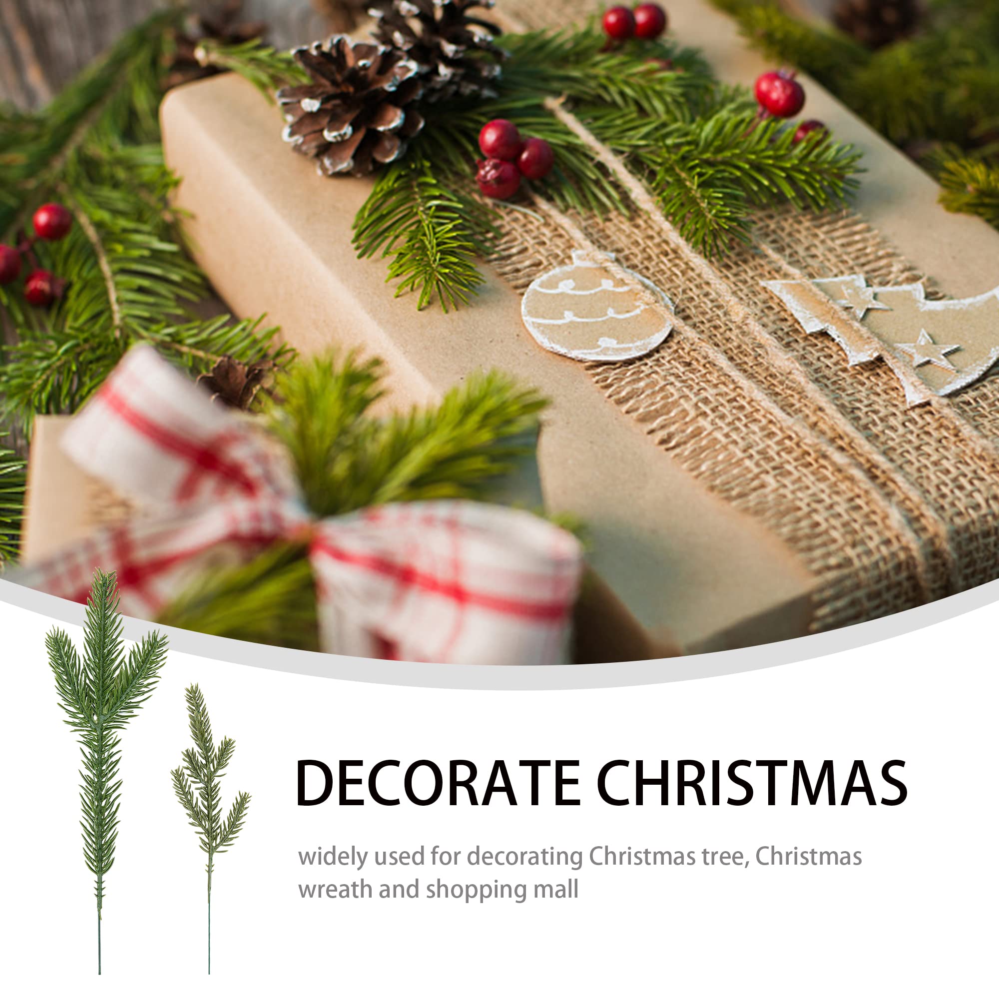 Alpurple Purple Star 60 PCS Artificial Pine Needles Branches-2 Styles Plant Pine Branches Christmas Tree Branches-Fake Greenery Pine Picks for DIY Christmas Garland Home Garden Party Wall Door Decor