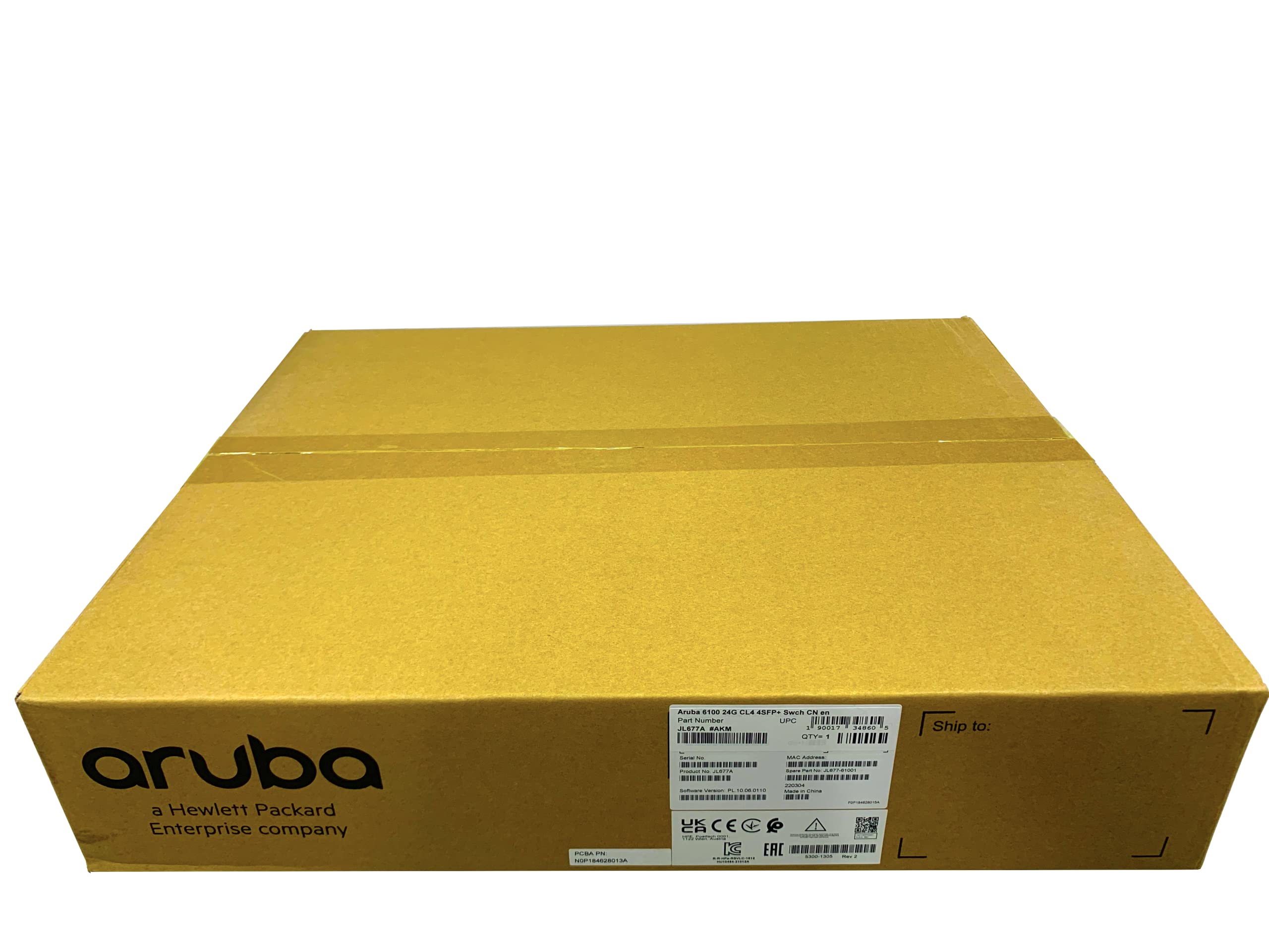 Aruba 6100 24G Class4 PoE 4SFP+ 370W Switch - JL677A Internal UPC no Localization/Cord