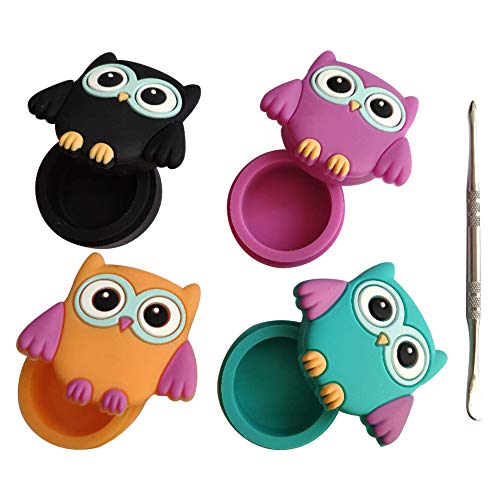 Gentcy Silicone Owl Design 12ml Silicone Container Jars Storage Concentrate 3pcs
