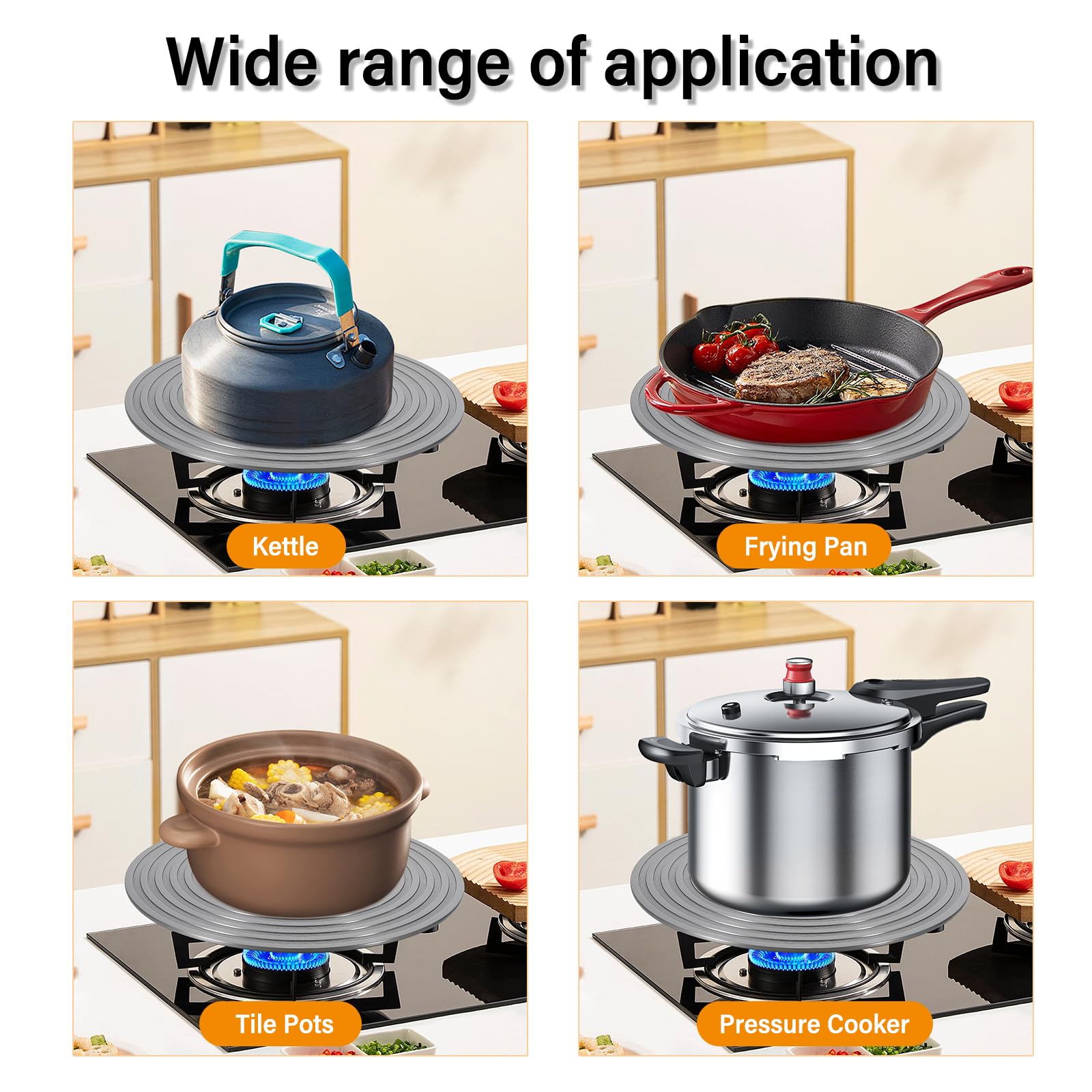 2 Pack Gas Stove Heat Diffuser Plate, Round Fast Defrosting Tray Aluminum Non-Stick Coating Cookware Simmering Thawing Plate Conduction Multifunctional, Flame Guard Protection Stovetop (9.3'' & 11'')