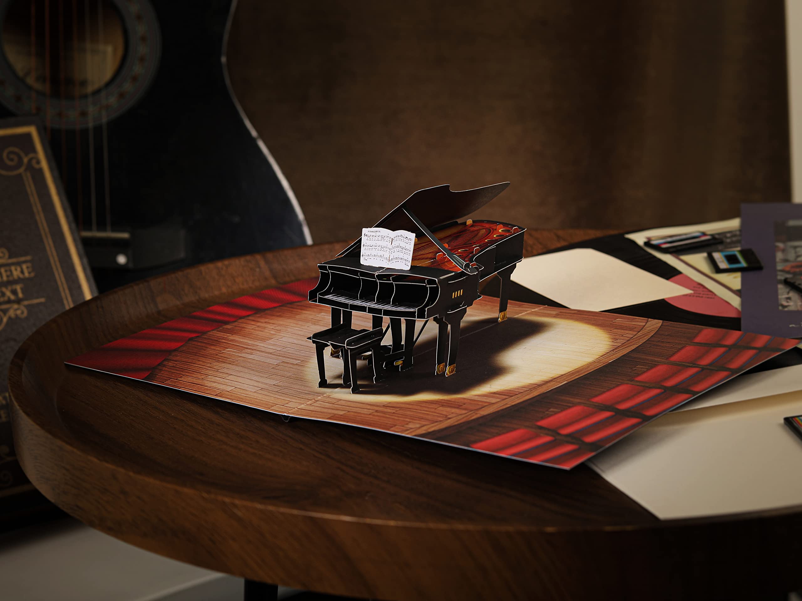 Liif Grand Piano Pop-Up Card, Thank You, 8 in x 6 in, Laser Cut and Hand Assembled, Satisfaction Guarantee