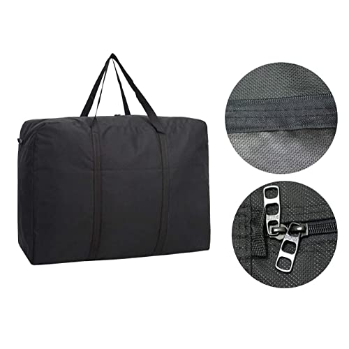 Black Large Clothes Storage Bag Oxford Cloth 600D Waterproof Fold Move and Travel Storage Bag 150l Large Storage Bag with Zipper and Handles,Arrange Quilt Storage Bag