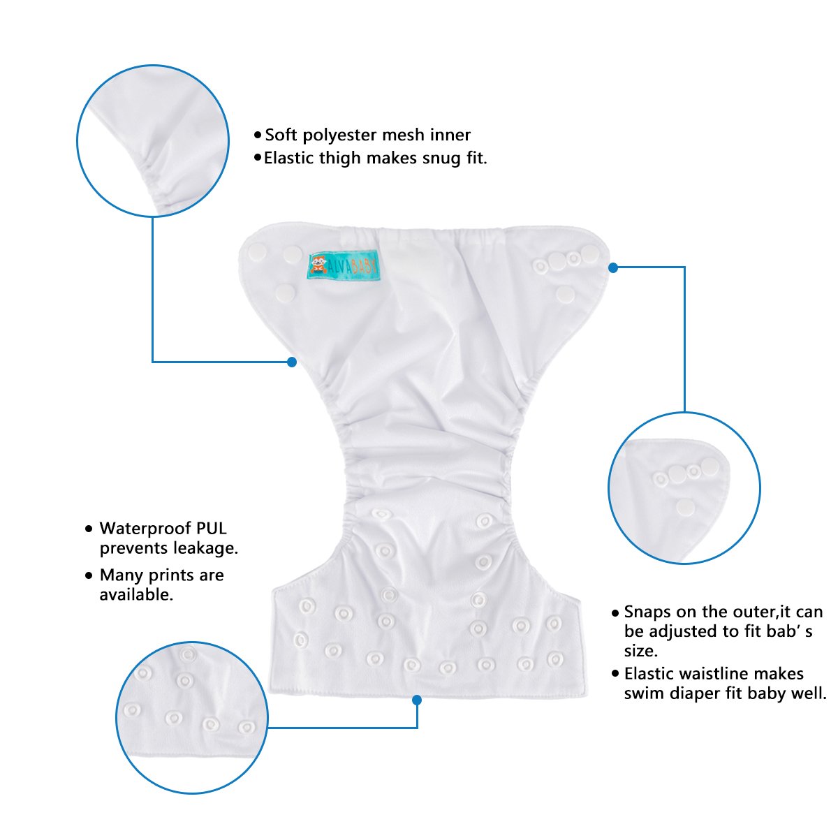 ALVABABY Baby Pocket Newborn for Less Than 12pounds Baby Snaps Cloth Diapers Nappy 6pcs with 12 Inserts 6SVB05