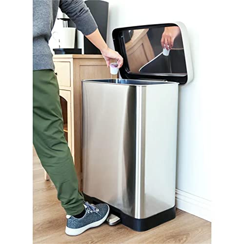 20 Gallon Trash Can, Stainless Steel Step On Trash Can, Hands-Free Trash Can with Lid and Foot Pedal, Garbage Can Wastebasket Bin for Kitchen, Home Office