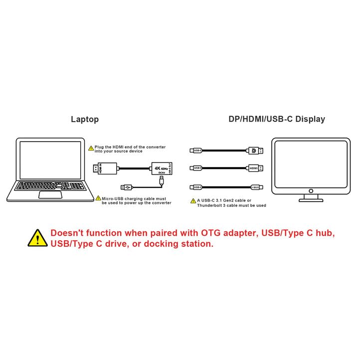 HDMI Male to USB-C Female Cable Adapter with USB C Power Cable,Uni-Directional HDMI (source) to Type C 3.1 (display) Converter,4K 60Hz Thunderbolt 3 Adapter for MacBook Pro,Microsoft Surface,Xreal Air