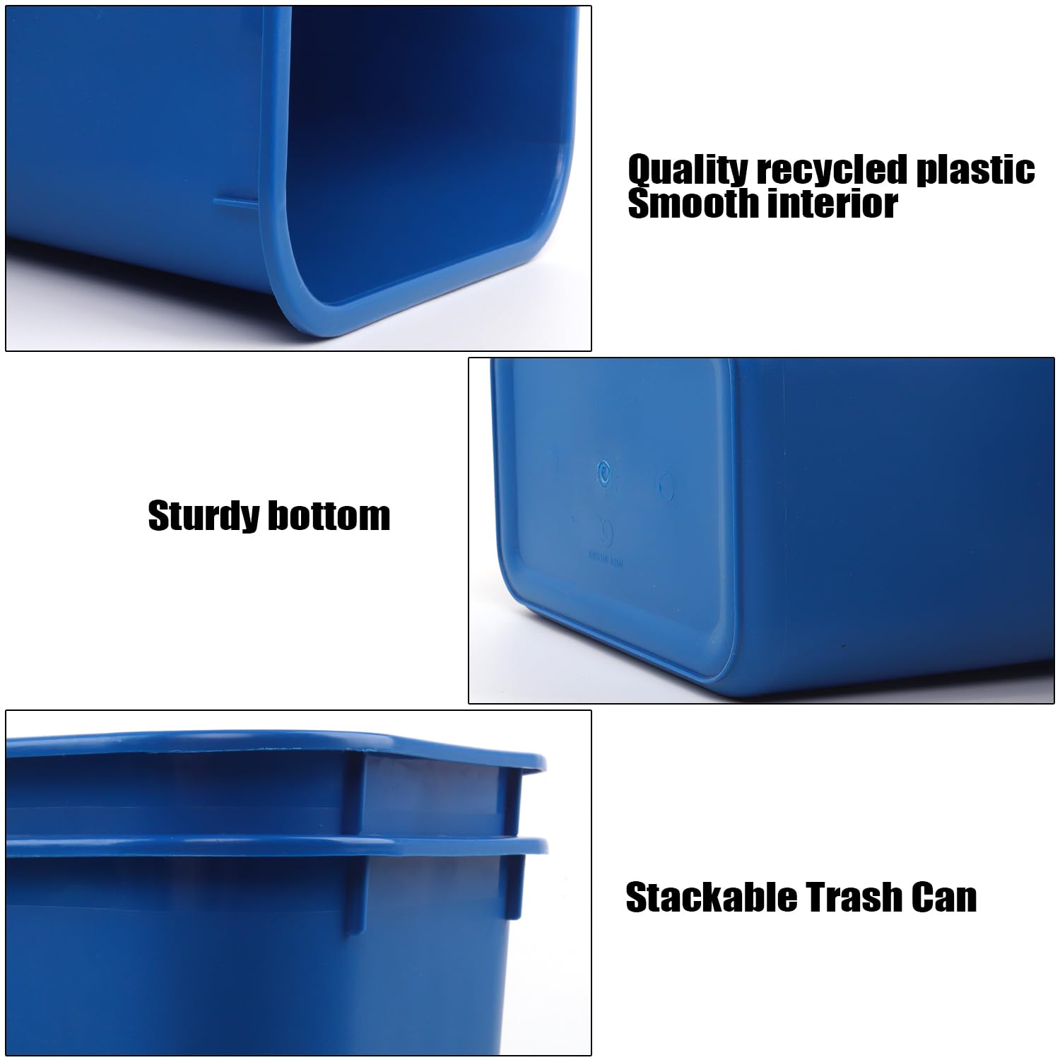4 Gallon Stackable Wastebasket, 15L - Pack of 2, Compact & Eco-Friendly Trash Can, Ideal for Kitchen/Bathroom/Office, 12x8x12 Inches, Multipack Garbage Bin (Green)