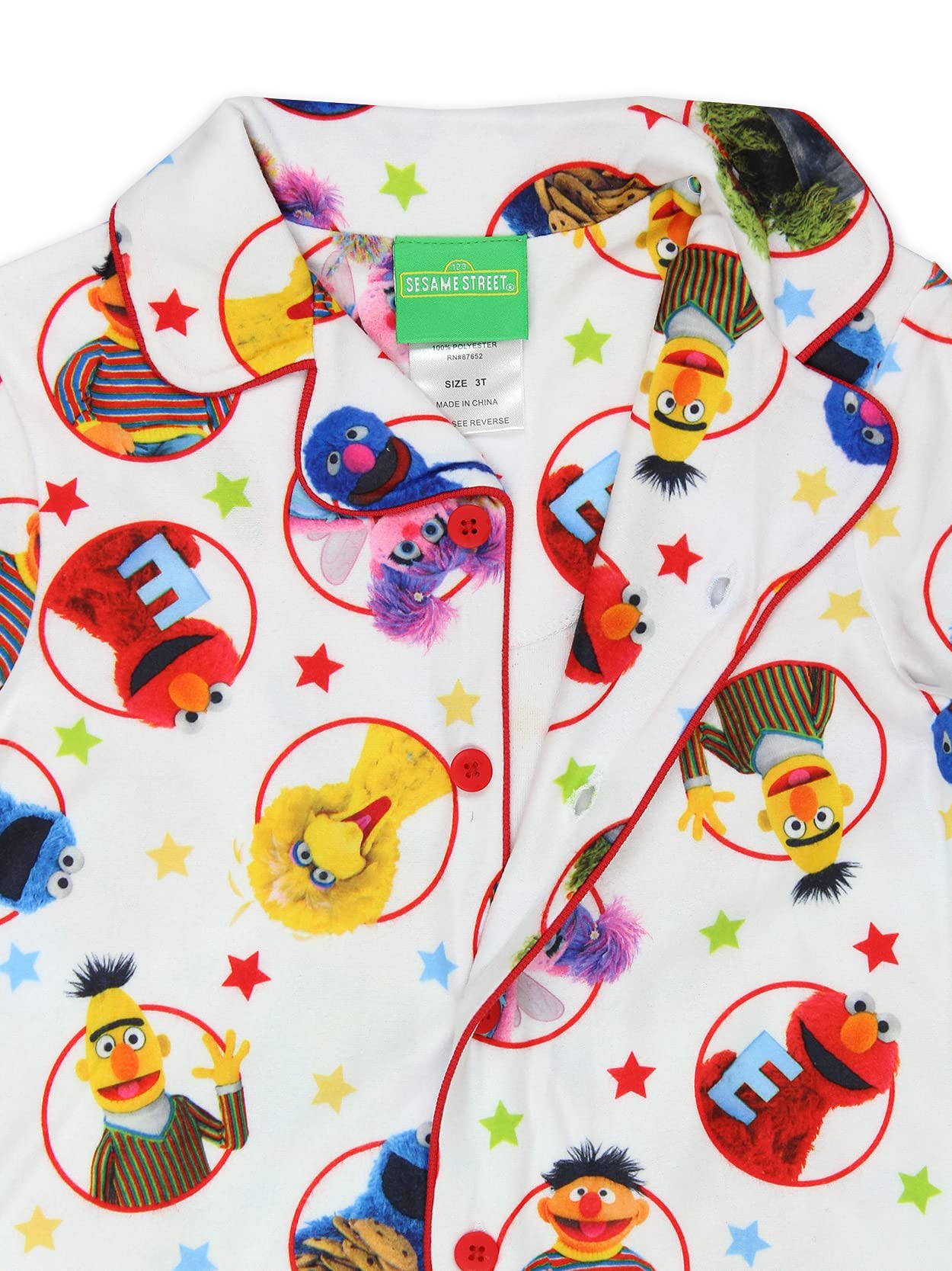 Sesame Street Elmo Toddler Coat Style Pajamas Set (2T, White)