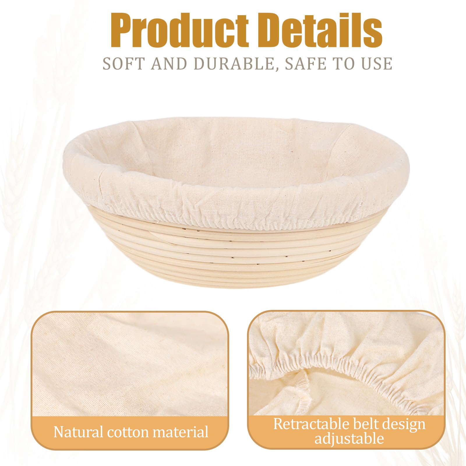 2 Pcs Bread Proofing Basket Cloth Liner Baking Dough Basket Cover Natural Rattan Banneton Proofing Cloth for Bakery Home Baking, about 10 inch