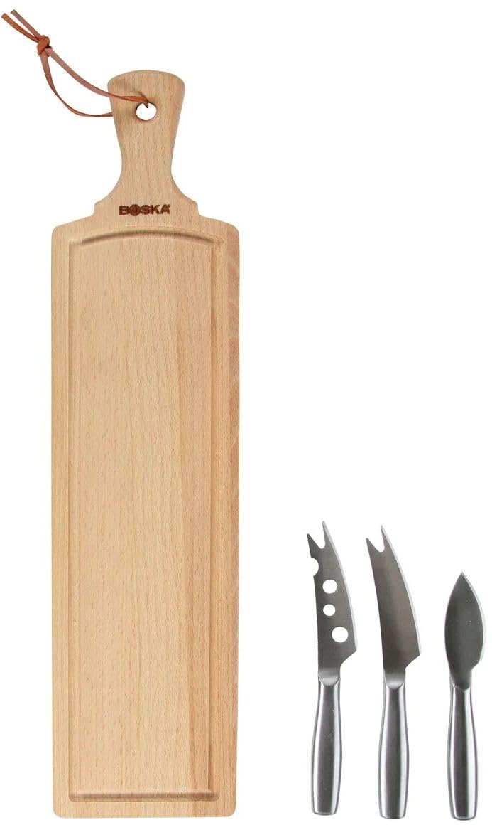 Boska Stainless Steel Cheeseboard Knife Set Amigo - For All Types of Cheese - Multi-Functional Cheese Slicer - Handheld Slicer - Silver Non-Stick - Dishwasher Safe - For Kitchen Cooking
