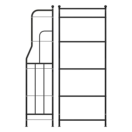 GHQME 5 Tier Metal Standing Shelf Space Saver, Storage Tower Rack for Kitchen Bathroom, Storage Shelving Unit Organizer, Outdoor Flower Stand (Black, 5-Tier)