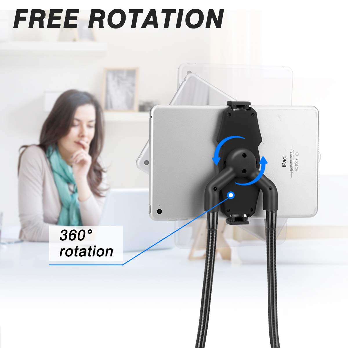 B-Land Tablet Holder for Gooseneck Stand, Universal Mobile Phone Mount Tablet Clamp (Gooseneck Stand Not Included)