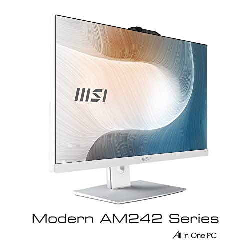 MSI Modern AM242TP AIO Desktop, 23.8" FHD Touchscreen, Intel Core i7-1165G7, 16GB Memory, 512GB SSD, WiFi 6, BT 5.1, FHD Webcam, White, Windows 10 Home (11M-487US)