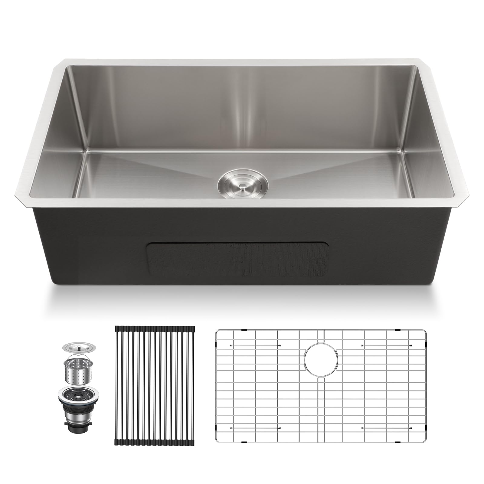 33 Undermount Kitchen Sink - Lordear 33x19x10 Inch Stainless Steel Single Bowl Kitchen Sinks Round Corner 16 Gauge Handmade Under Counter Kitchen Sinks Basin