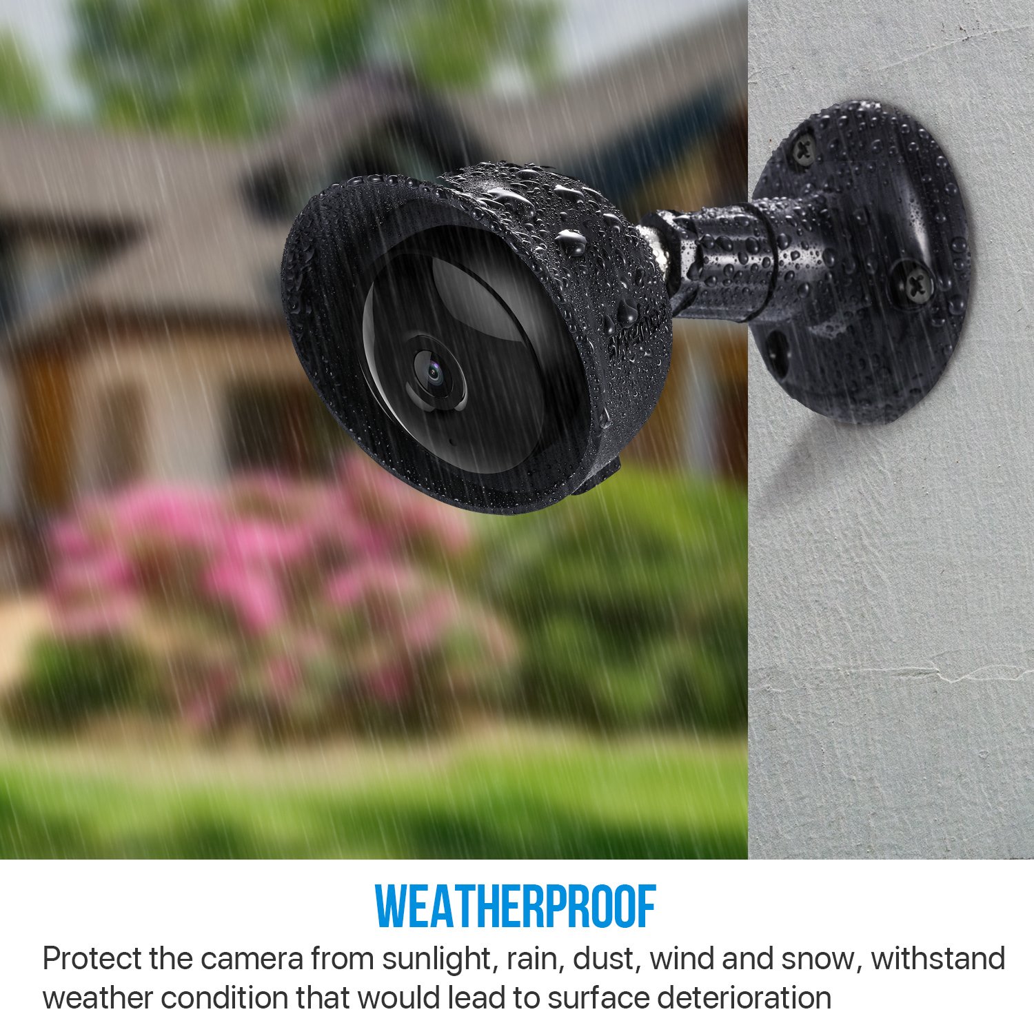 Adjustable Durable Plastic Wall Mount Outdoor Indoor Bracket and Silicone Cover Skins Protective Case for Yi Home Camera 1080p/ 720p (Black, 2 Pack)