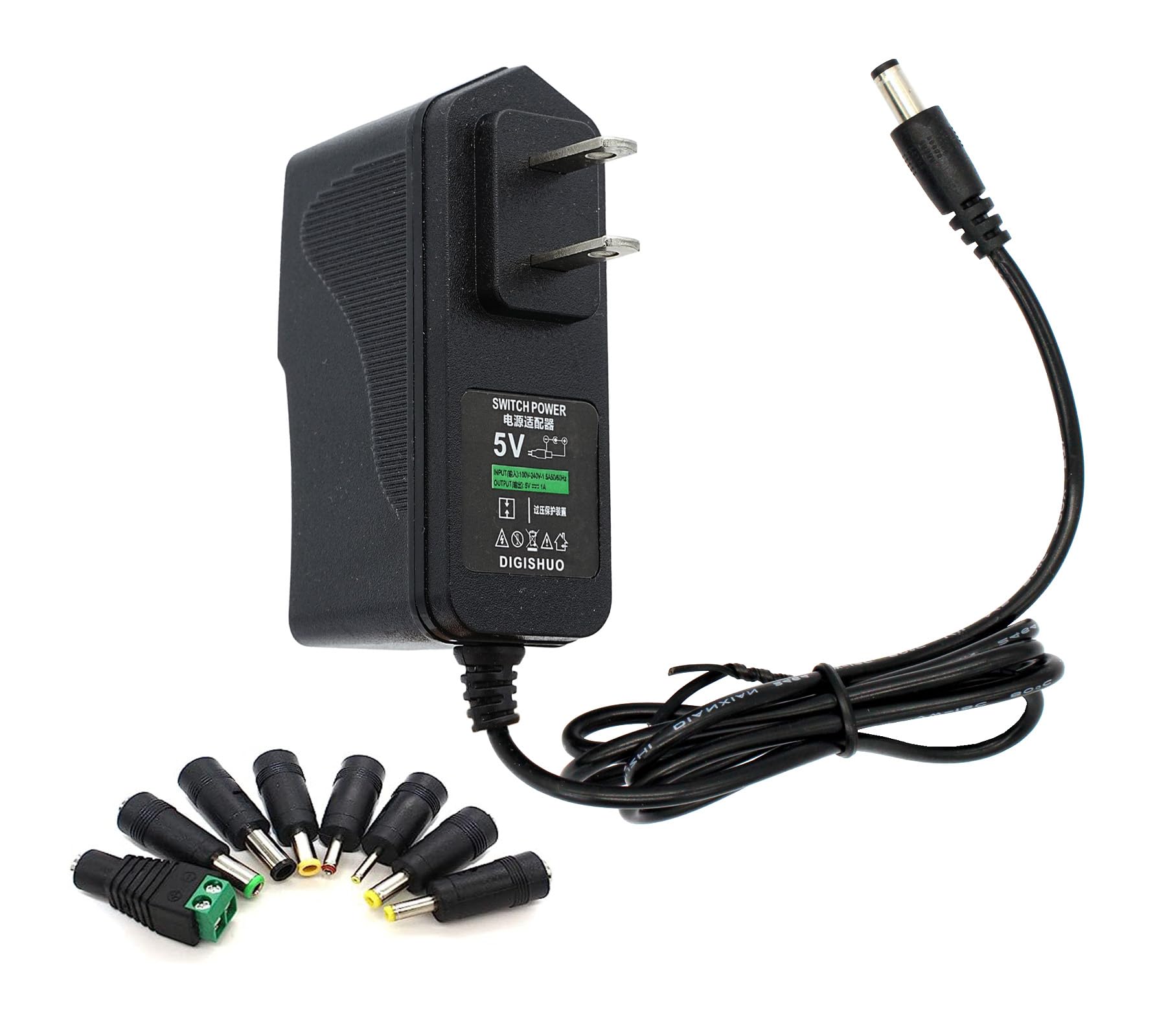 DIGISHUO DC 5V 1A 5W Power Supply Adapter Transformer Switch AC 110V/220V to DC 5V 1amp Switching Converter LED Driver for LED Strip Light CCTV Camera Security System (5V 1A 5W)