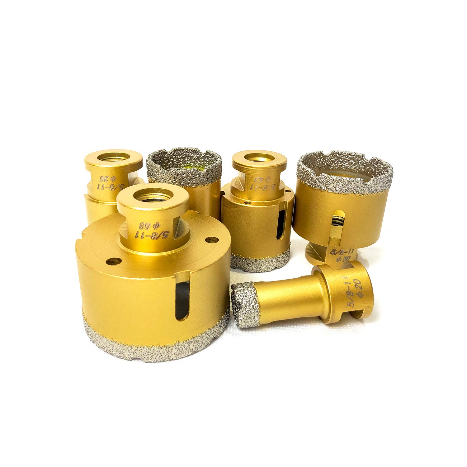 ABLE Vacuum brazed Diamond Dry Drilling bits Core bits with 5/8-11 for Porcelain Tile Granite Marble Stone Masonry Brick Medium Set(20/35/40/43/50/68mm)