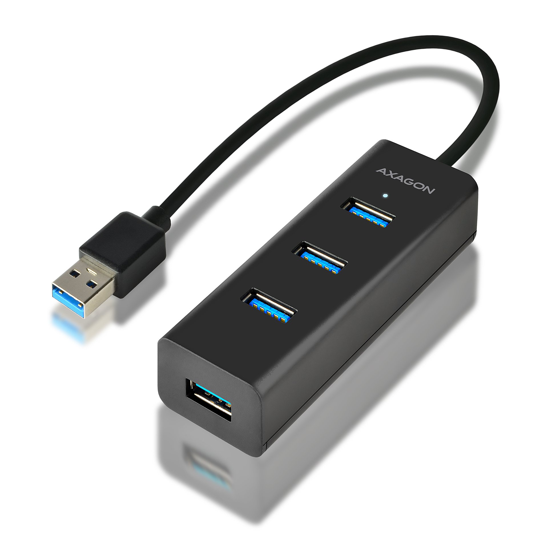 AXAGON HUE-S2B USB-A-Hub, 4X USB 3.0, 1x Micro-USB für Stromversorgung - 300 mm Kabel