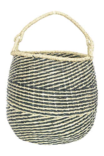 Bloomingville 21.25" H Handwoven Seagrass Handle Basket, Black