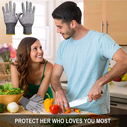 Cut Resistant Gloves Food Grade, Level 5 Protection Cut Proof Gloves, Work Kitchen Cutting Gloves for Oyster Shucking, Meat Cutting, Wood Carving and Fish Fillet Processing, 1 Pair (Small)