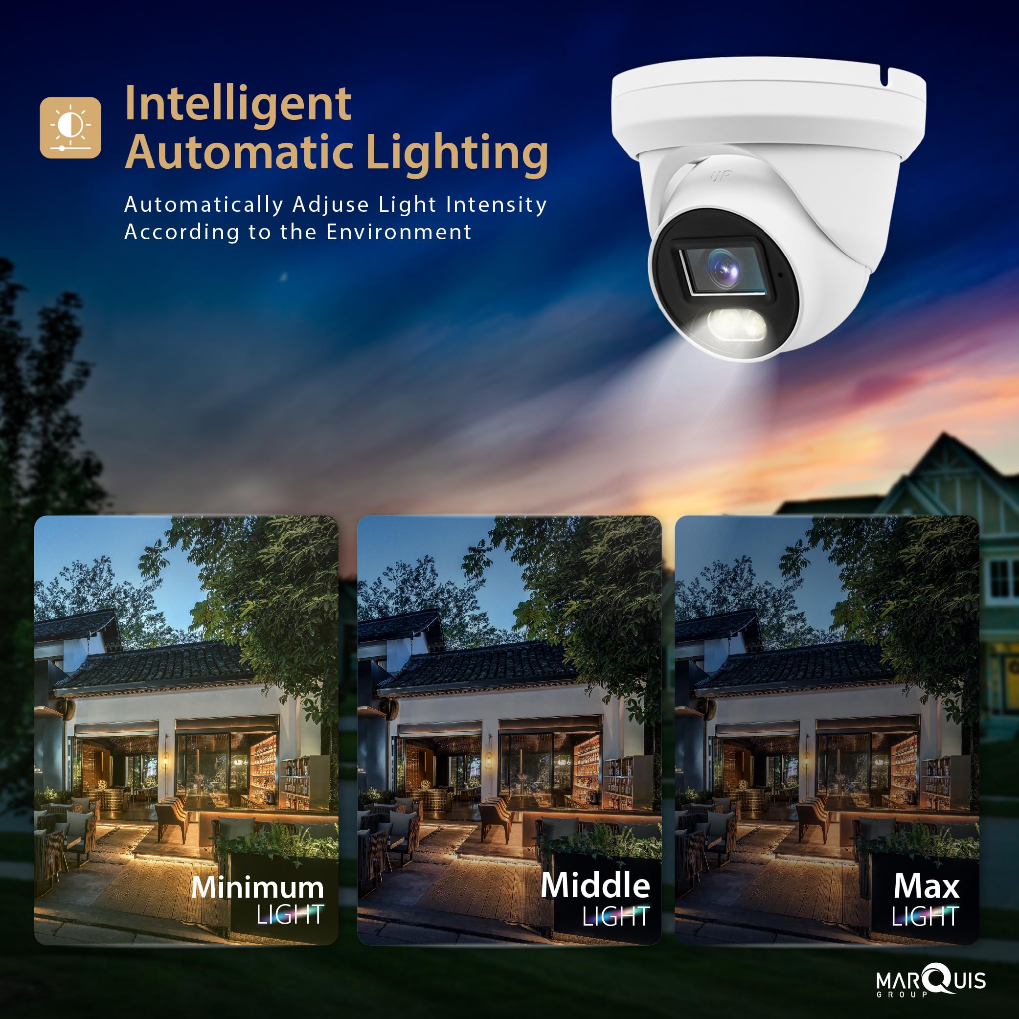 Marquis 5MP 24/7 Full-Color HD TVI/CVI/AHD/CVI 4 in 1Turret Dome CCTV Security Camera, Indoor Outdoor Color Night Vision Waterproof Analog Surveillance Camera 2.8mm Lens