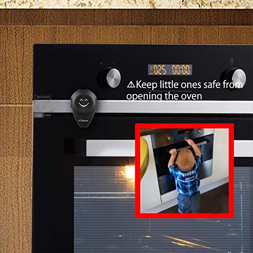 HoneSecur Oven Lock Child Safety, Oven Front Door Lock Child Proof, Heat-Resistant Easy to Install 3m Adhesive for Kids Toddlers Dishwasher, Microwave Lock - Black