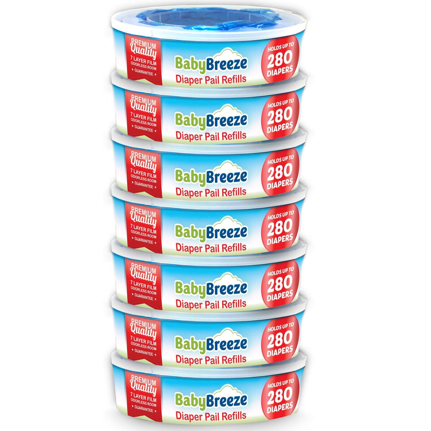 Diaper Pail Refill Bags Compatible with Playtex Diaper Genie- 1960 Count (7 Sets of 1 Pack) β by BabyBreeze