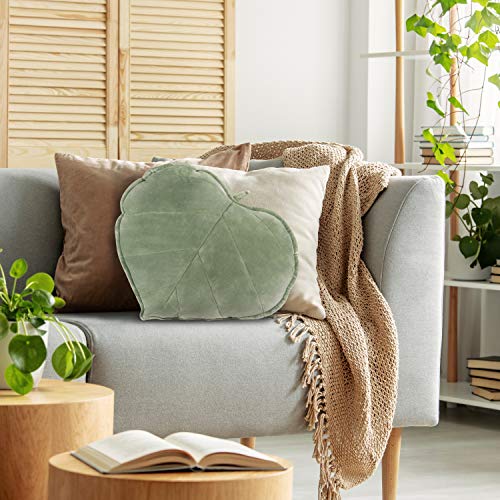 Happy Koala Soft Decorative Leaf Shaped Throw Pillow Cushion [Green] 19 x 19 inch Great for Bedroom, Sofa, Couch, Living Room