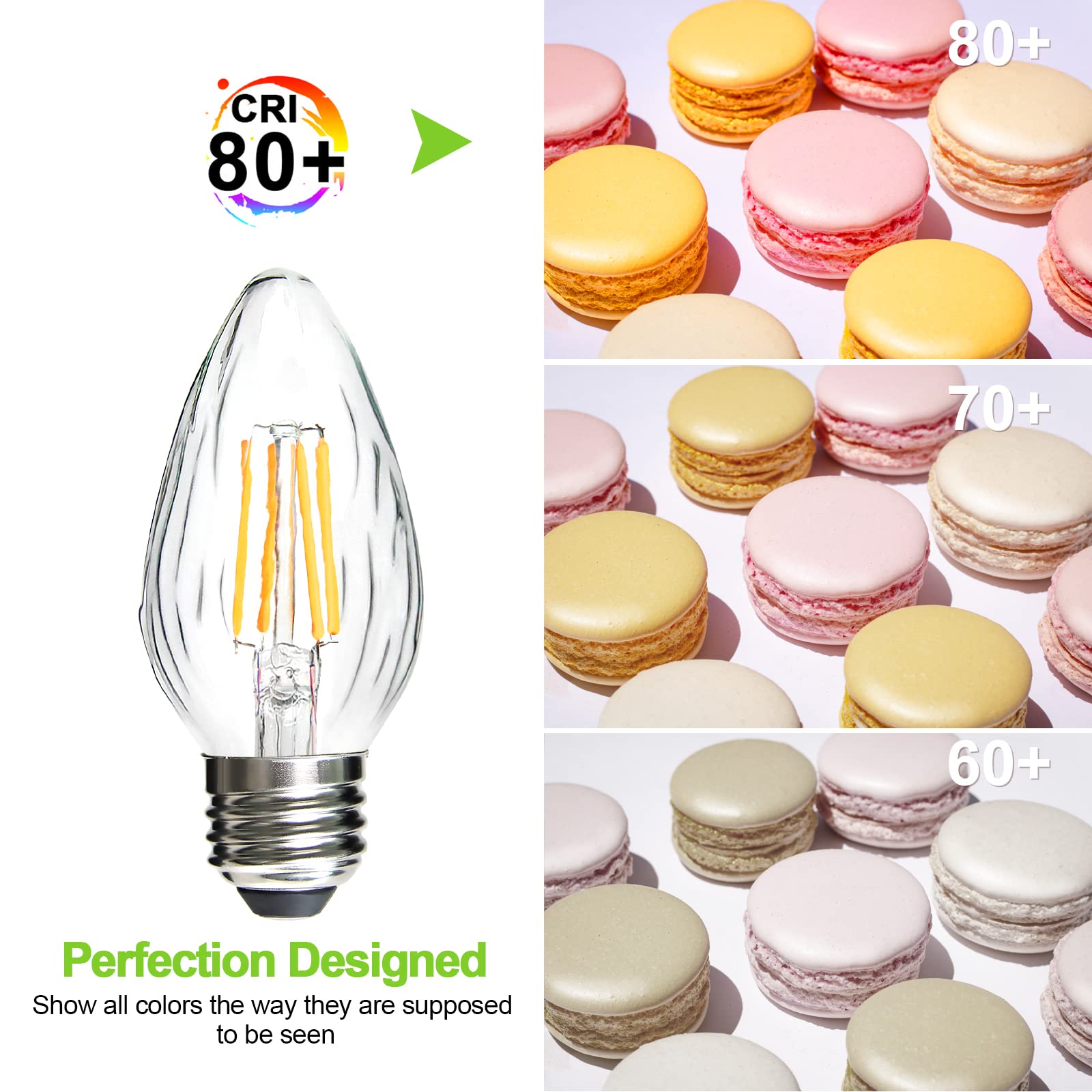 ROMANJOY F15 4W LED Light Bulbs, LED Porch Light Bulbs, E26 Medium Base, Dimmable 2700K Warm White LED Post Bulb 40w Equivalent, Outdoor Decorative Chandelier Lantern Lamp, 4-Pack…