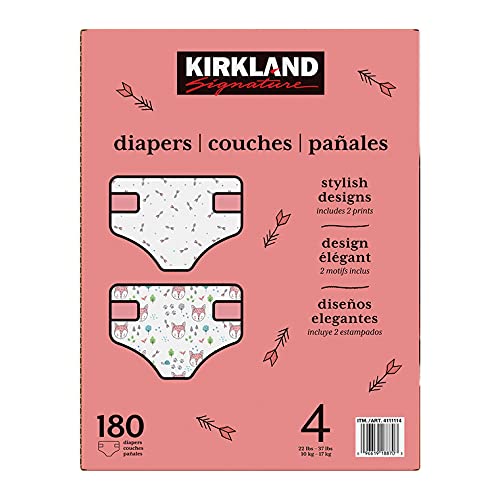 Diapers Unisex Stage 4, 10 to 17 kg, Kirkland Signature, 180 Count