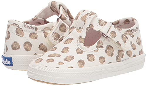 Keds baby girls Champion Lace Toe Cap T-strap Sneaker, Snow Leopard, 3 Infant US