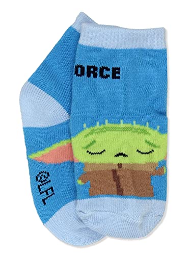 Disney Star Wars Mandalorian Baby Yoda Infant 6 Pack Quarter Socks (18-24 Months, Blue)