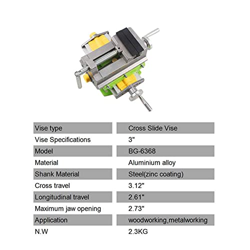 3" Cross Slide Drill Press Vise Compound Bench Table Bench Top WoodWorking Clarmp Vise Fixture Cross Slide Table 2 Axis Adjustive for Mini Drill Milling Machine (6368mf)