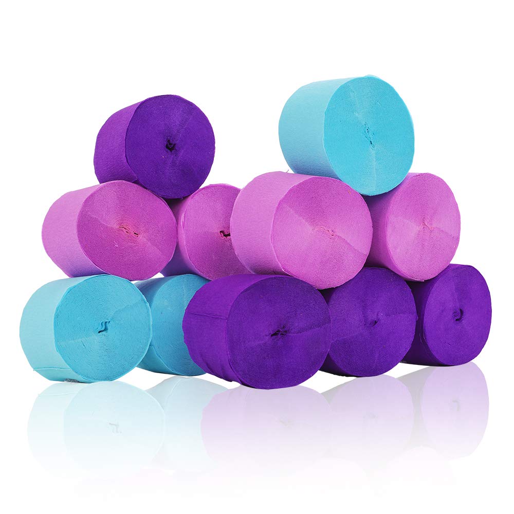 12 Rolls Crepe Paper Streamers Romantic Purple for Wedding Ceremony Birthday Various Large Festivals Decoration