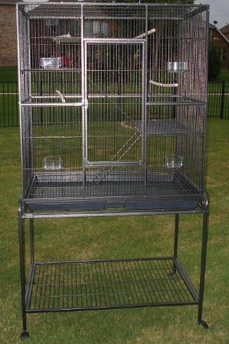 64" Extra Large Wrought Iron 4 Levels Ferret Chinchilla Sugar Glider Cage 30-Inch by 18-Inch by 63-Inch with Stand on Wheels