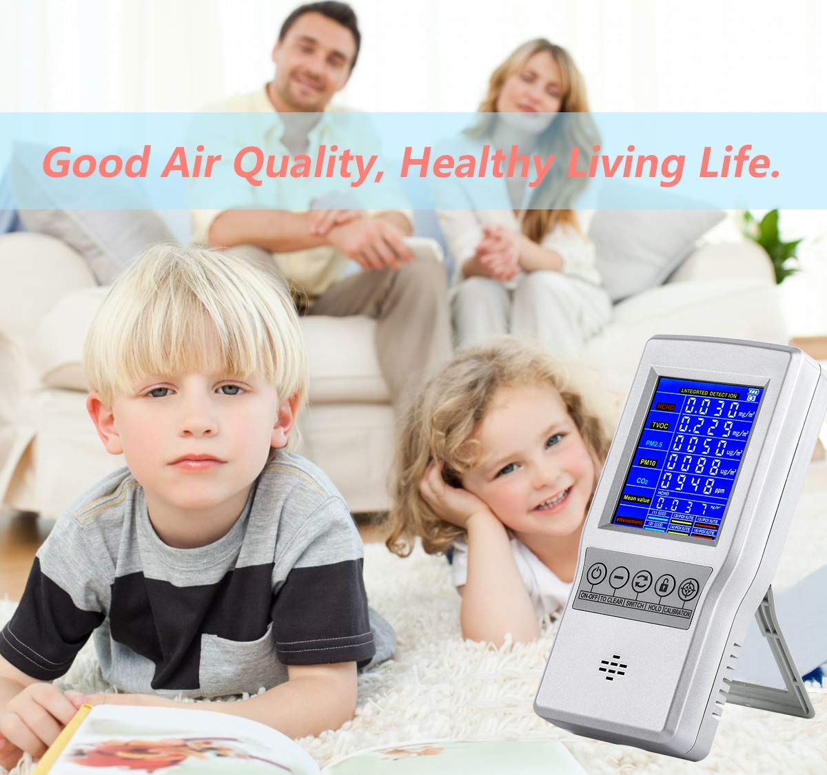 Air Quality Monitor BIAOLING Accurate Tester for CO2 Formaldehyde(HCHO) TVOC PM2.5/PM10 Multifunctional Air Gas Detector Real Time Data&Mean Value Recording for Home Office and Various Occasion